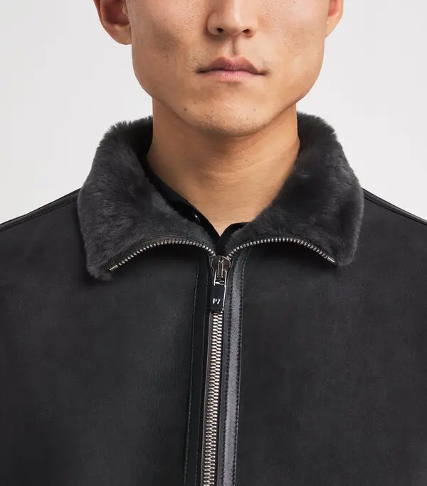 Pal Zileri Suede Shearling Bomber Jacket