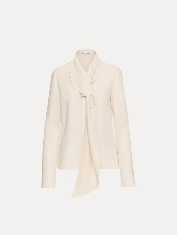 Oscar De La Renta Foxglove Tie-neck Georgette Blouse