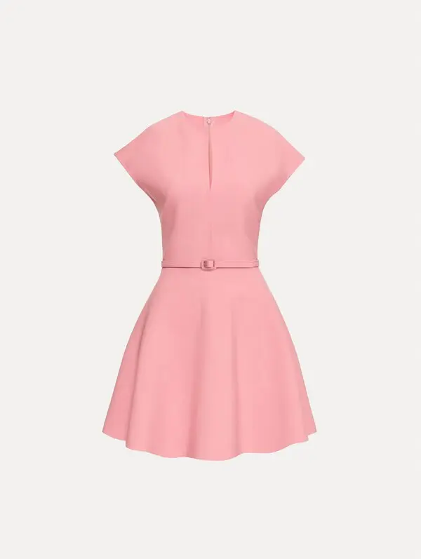 Oscar De La Renta Split Neck Wool Mini Dress