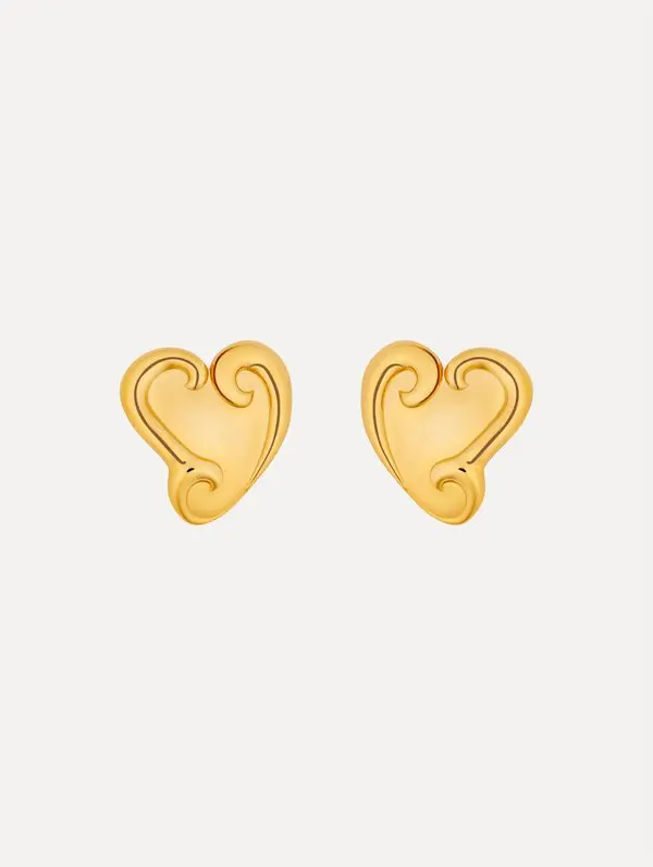 Oscar De La Renta Swirl Heart Clip-on Earrings - Gold