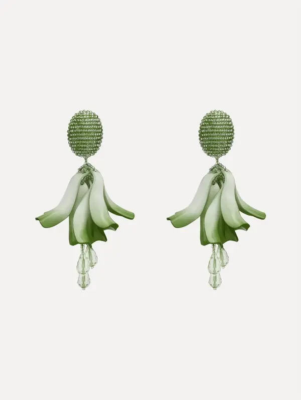 Oscar De La Renta Impatiens Clip-on Earrings - Green