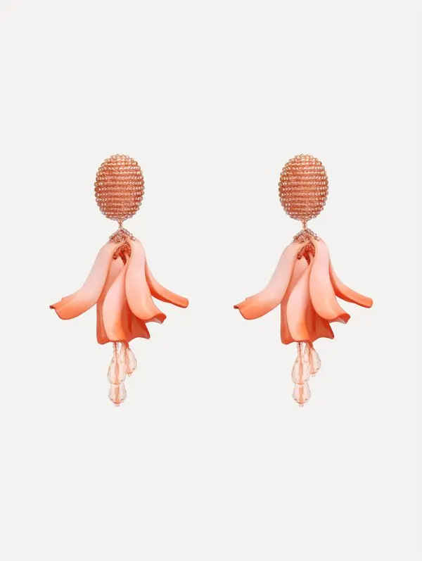 Oscar De La Renta Impatiens Clip-on Earrings - Orange