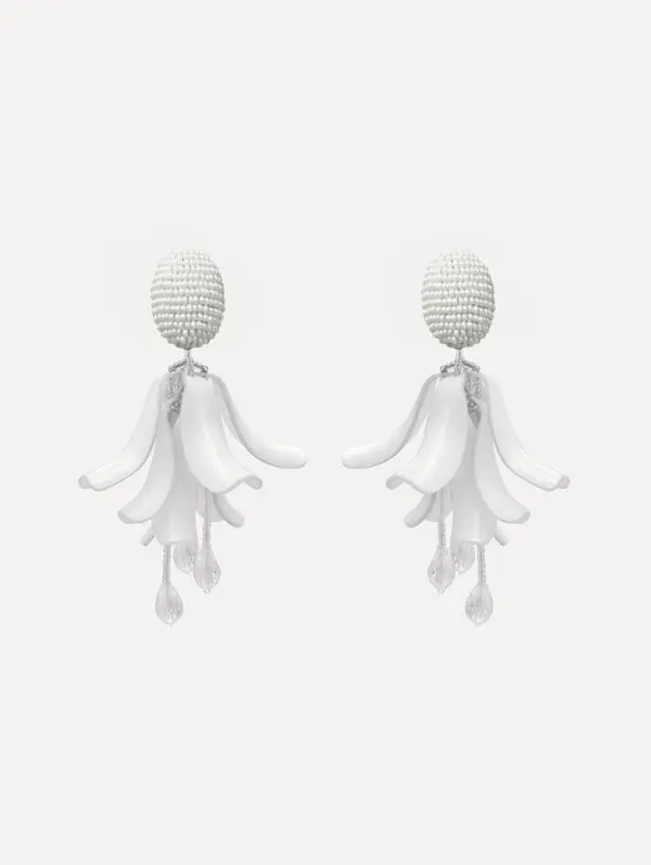 Oscar De La Renta Impatiens Clip-on Earrings - White