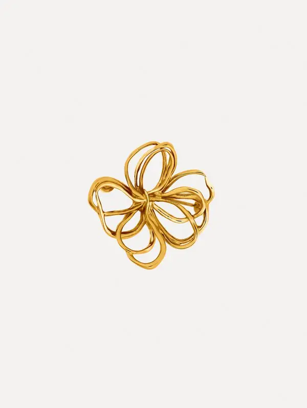 Oscar De La Renta Large Threaded Flower Brooch - Gold