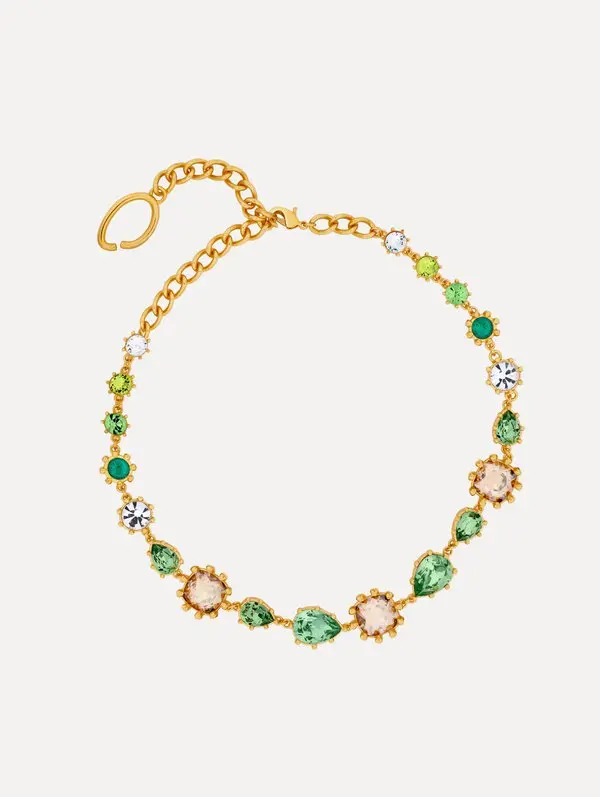 Oscar De La Renta Faceted Crystal Necklace - Green
