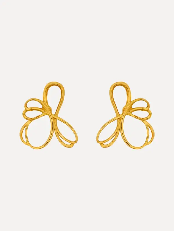 Oscar De La Renta Threaded Flower Clip-on Earrings - Gold