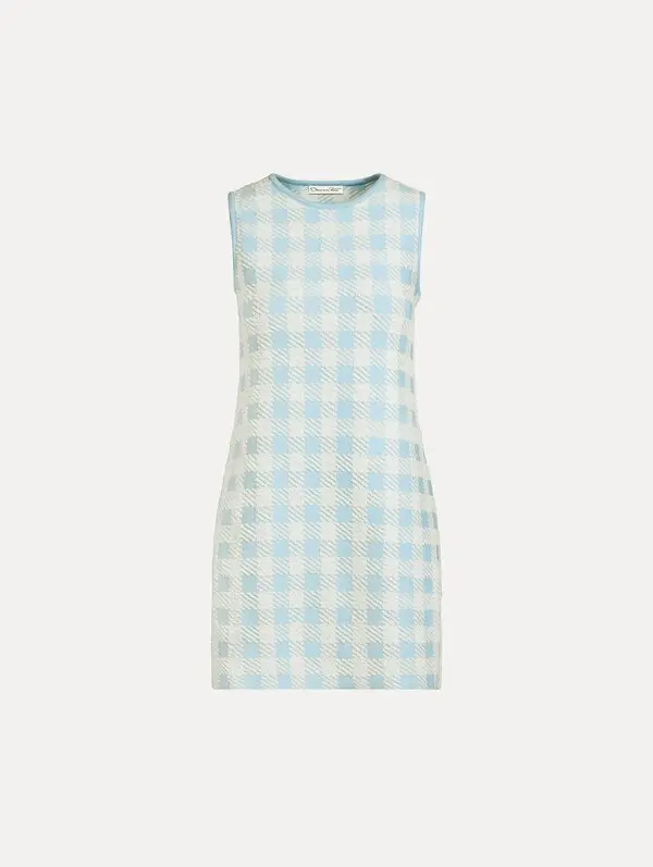 Oscar De La Renta Gingham Jacquard Shift Dress