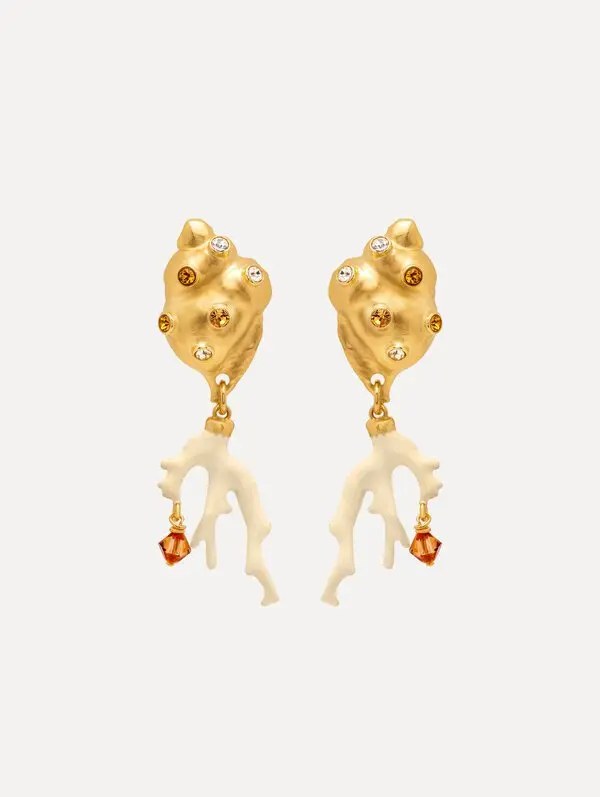 Oscar De La Renta Seashell And Coral Clip-on Earrings - One-color
