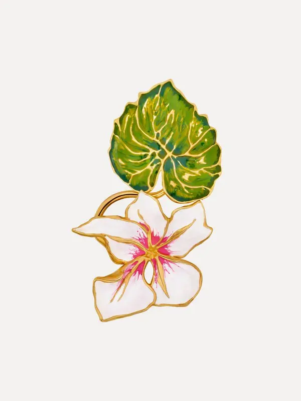 Oscar De La Renta Enamel Cyclamen Brooch - One-color