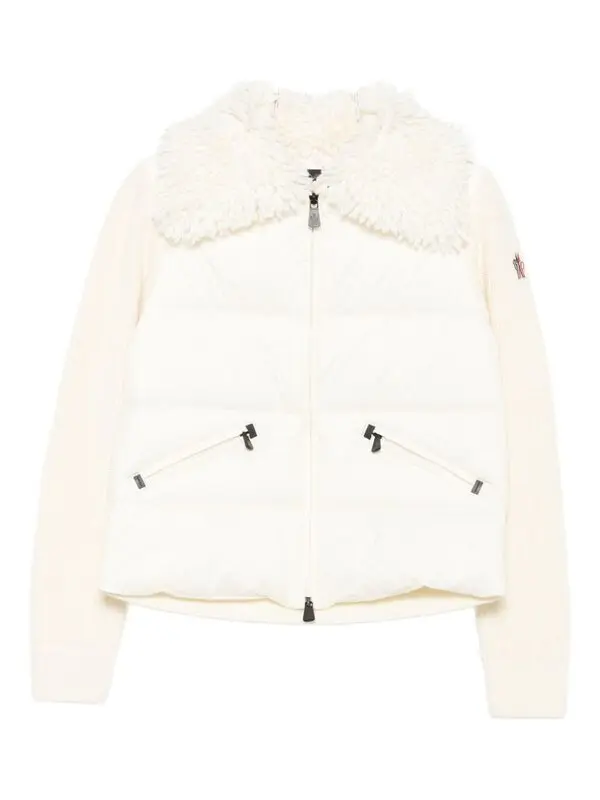 Moncler Padded Virgin Wool Cardigan - Beige
