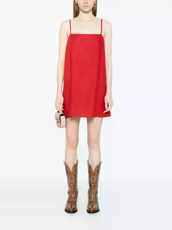 Aubree Linen Dress - Red