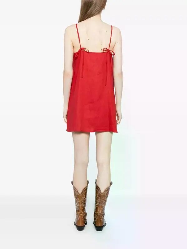 REFORMATION Aubree Linen Dress - Red