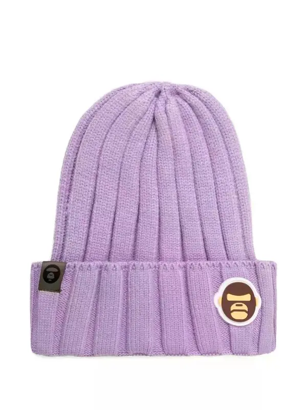 AAPE BY *A BATHING APE® Aldo Ribbed Beanie - Purple