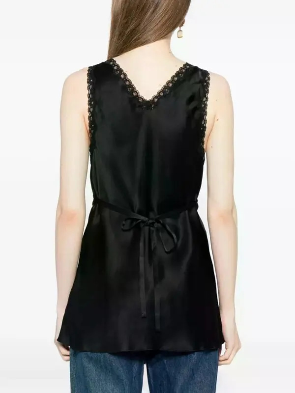 REFORMATION Addie Floral-lace Detailed Top - Black