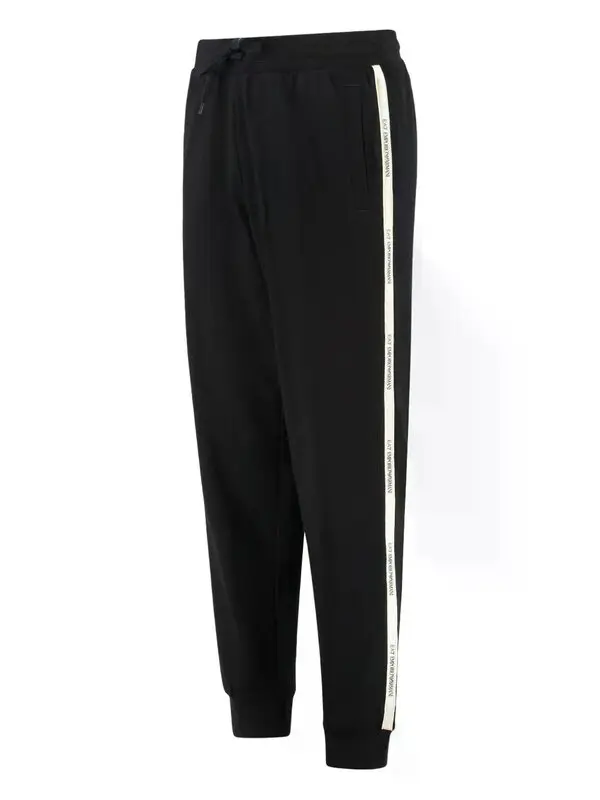 EA7 Logo Stripe Track Pants - Black