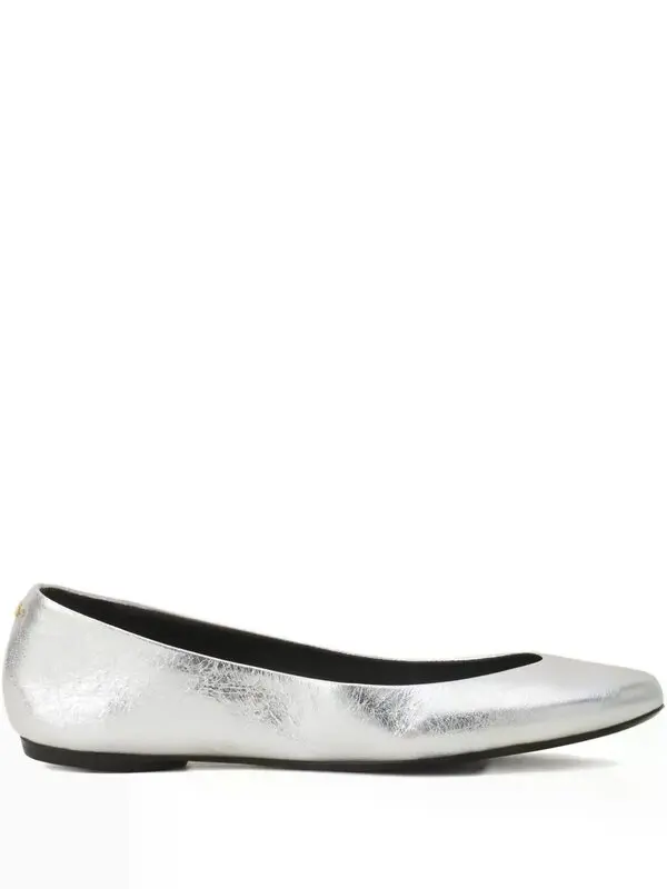 LANVIN Metallic Leather Ballet Flats - White