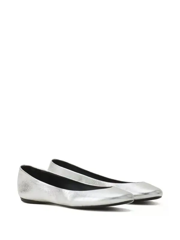 LANVIN Metallic Leather Ballet Flats - White