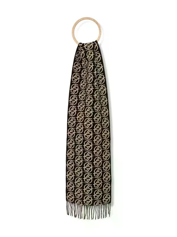 Drole De Monsieur Fringed Pattern Scarf - Brown