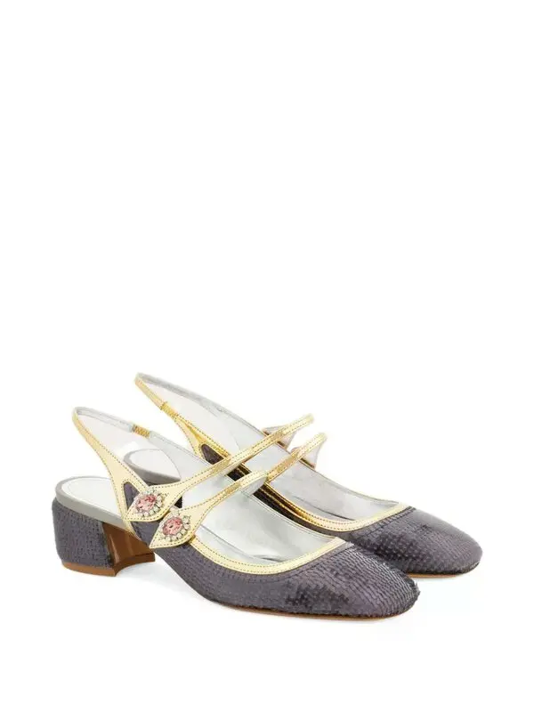 FERRAGAMO 40mm Sequin-embellished Slingback Pumps