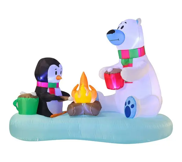 JOYFY 6ft Long Christmas Inflatable Penguin & P Olar Bear - One-color
