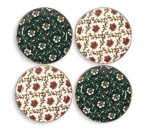 VERA BRADLEY Ceramic Coaster Set, Mistletoe Lat Tice