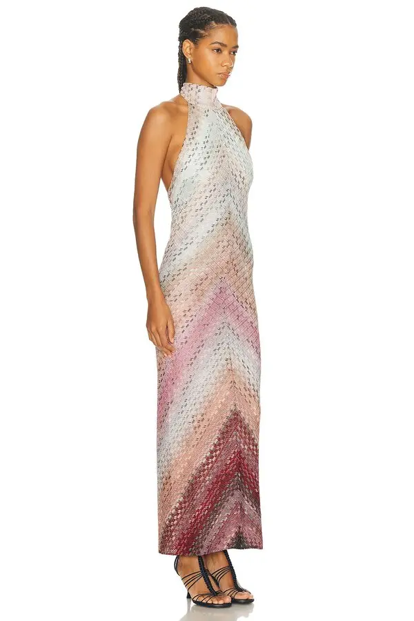 Missoni Sleeveless Halter Neck Backless Dress In Pink Tones - 30% Off |  Editorialist