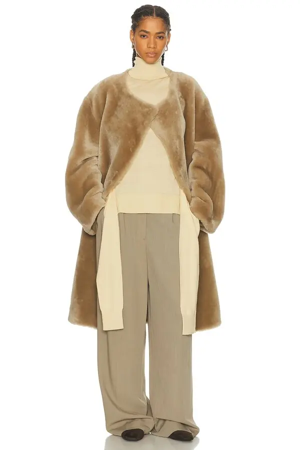 TOTEME Collarless Shearling Coat
