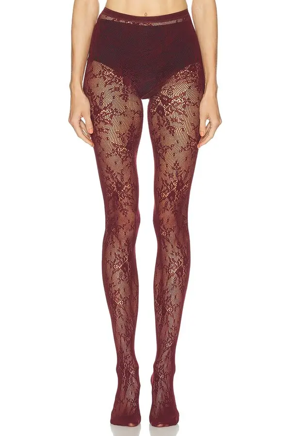 Swedish Stockings Rosa Lace Tights - Deep Red