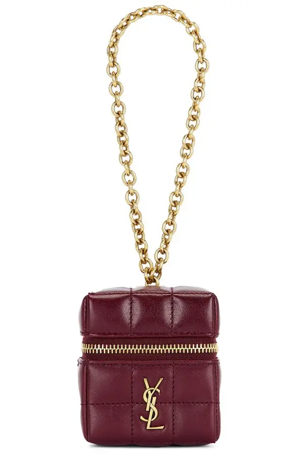 Saint Laurent Mini Cube Box With Chain - Dark Ruby