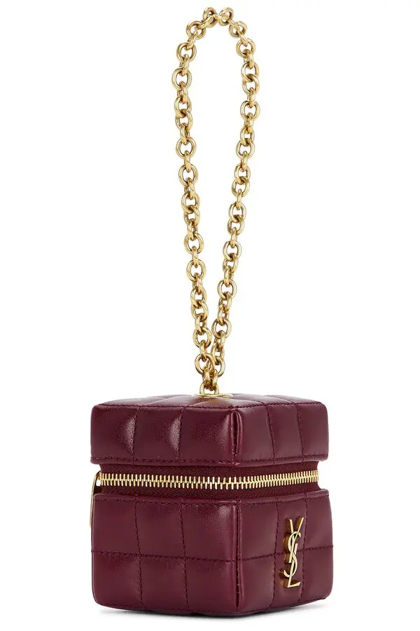 Saint Laurent Mini Cube Box With Chain - Dark Ruby