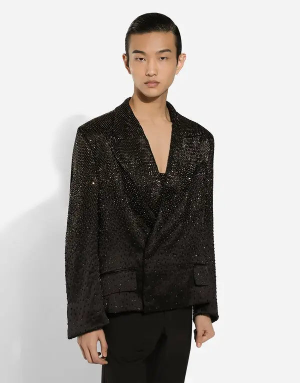 Dolce & Gabbana Double-breasted Sicilia-fit Jacket In Embroidered Satin