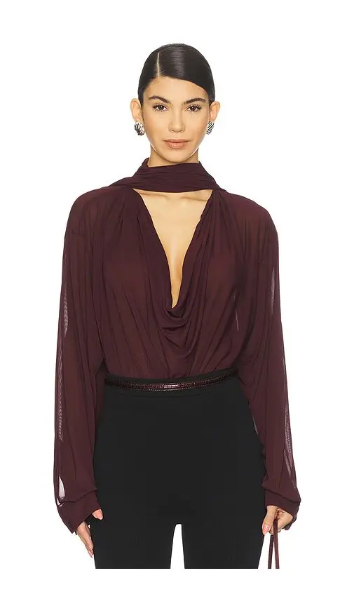 Atlein Draped Collar Blouse