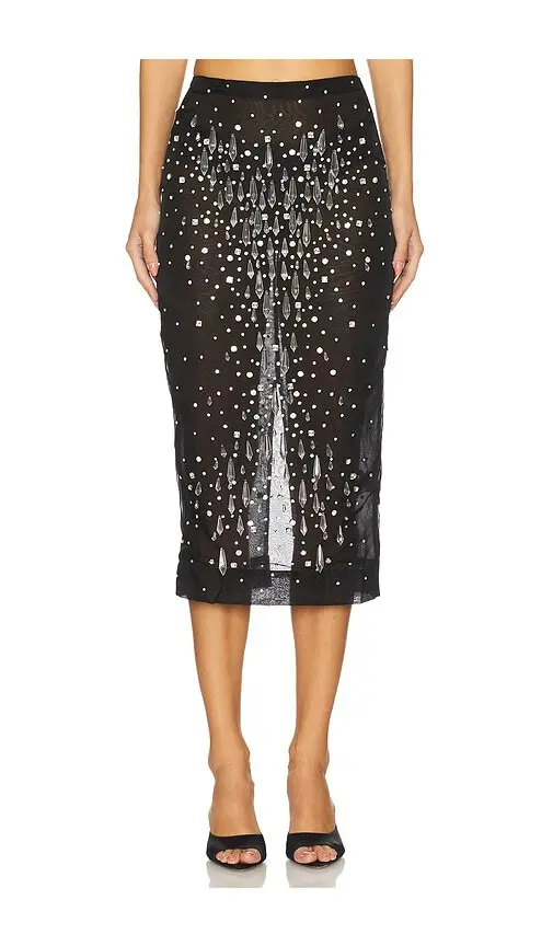 Retrofete Isabel Embellished Skirt - Black & Silver