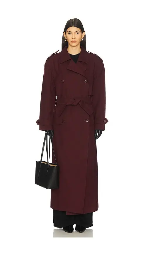 MOTHER OF ALL Brooklyn Long Trench Coat - Burgundy