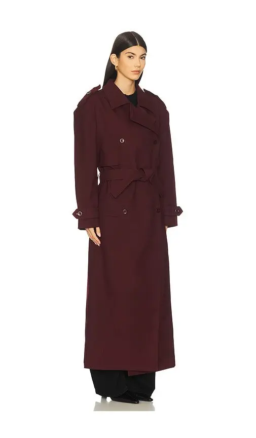 MOTHER OF ALL Brooklyn Long Trench Coat - Burgundy