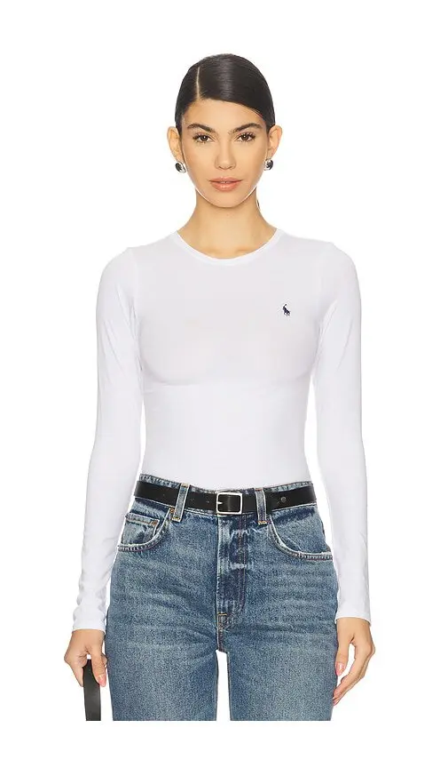 Polo Ralph Lauren Long Sleeve Bodysuit - White Cloud