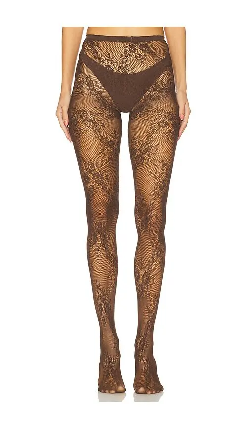 PETIT MOMENTS Stretch Lace Tights - Brown