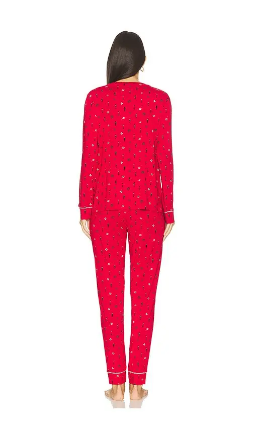 Eberjey Gisele Printed Crew Pj Set In Red