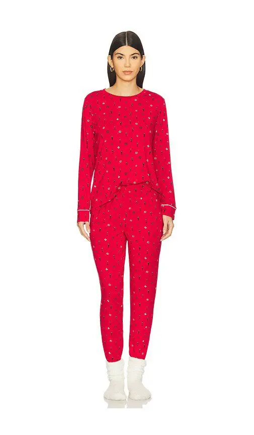 Eberjey Gisele Printed Crew Pj Set In Red