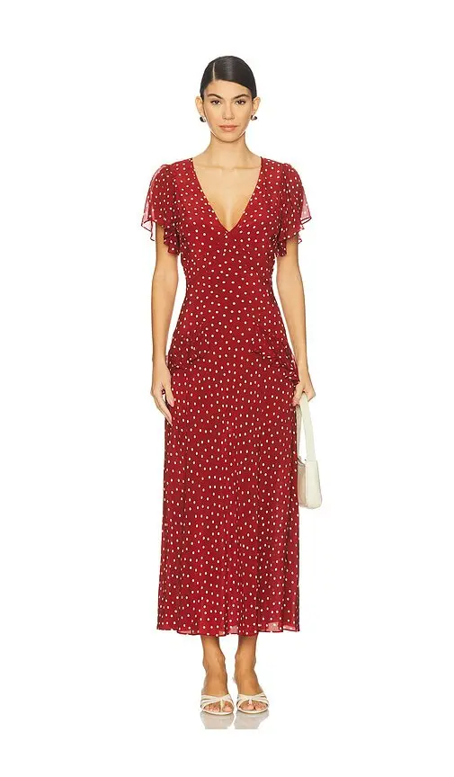 Rixo Evie Dress Layla Dot Red Editorialist