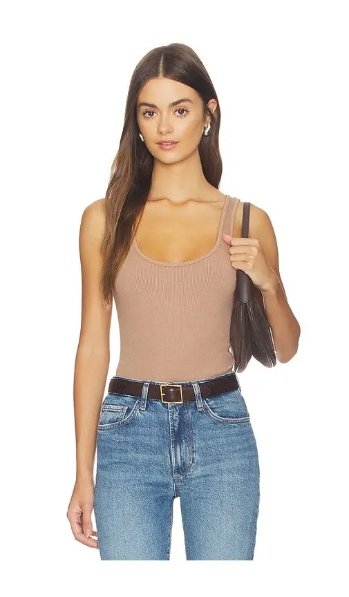 L'Agence Nica Scoop Neck Tank Bodysuit - Hazelnut
