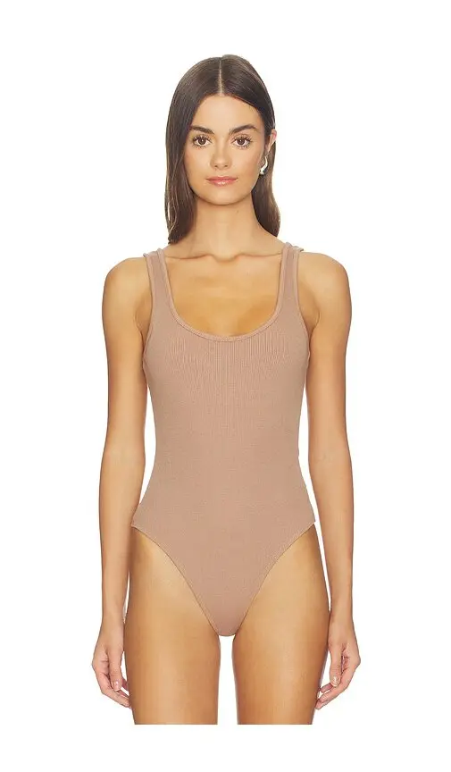 L'Agence Nica Scoop Neck Tank Bodysuit - Hazelnut