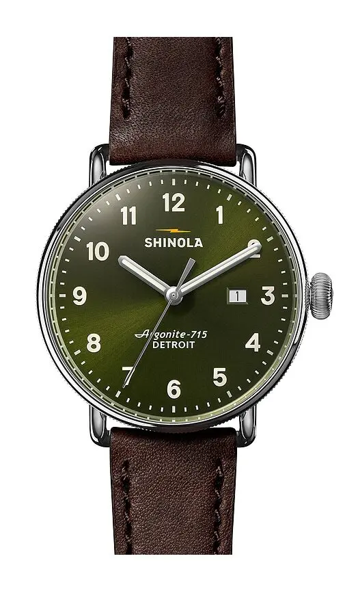 Shinola The Canfield 43mm Watch - Dark Olive