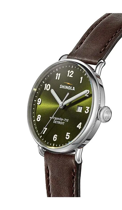Shinola The Canfield 43mm Watch - Dark Olive