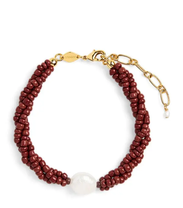 Anni Lu Gold-plated Beaded Rodeo Bracelet - Red