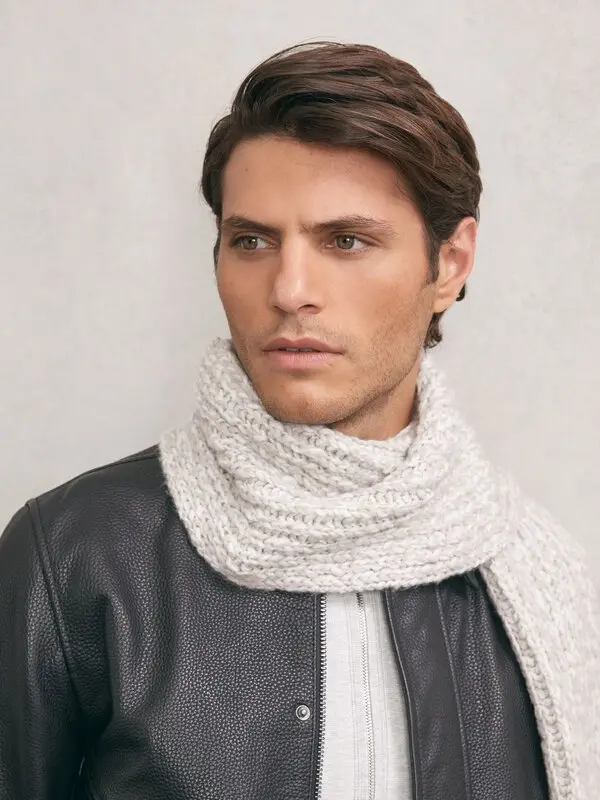 REISS Woolpack Rib-knit Marl Scarf With Wool