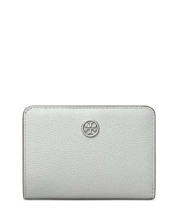 Tory Burch Robinson Pebbled Leather Bifold Wallet - Light Granite