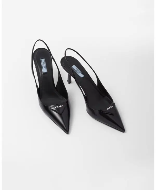 Prada Brushed Leather Slingback Pumps