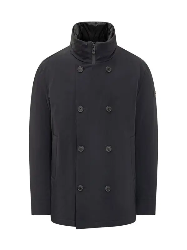 Peuterey Double-breasted Coat In Technical Fabric