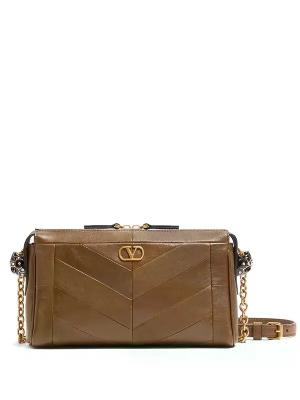Valentino Garavani Panthea Small Shoulder Bag In Nappa Leather - Brown